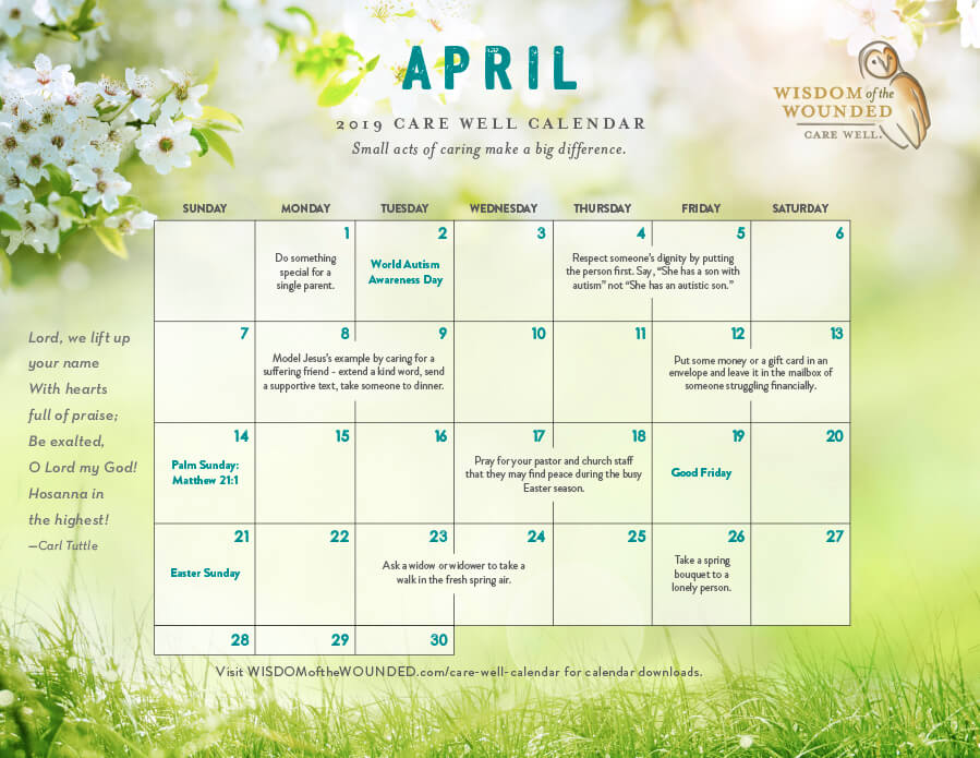 Care Well Calendar - Wisdom of the Wounded